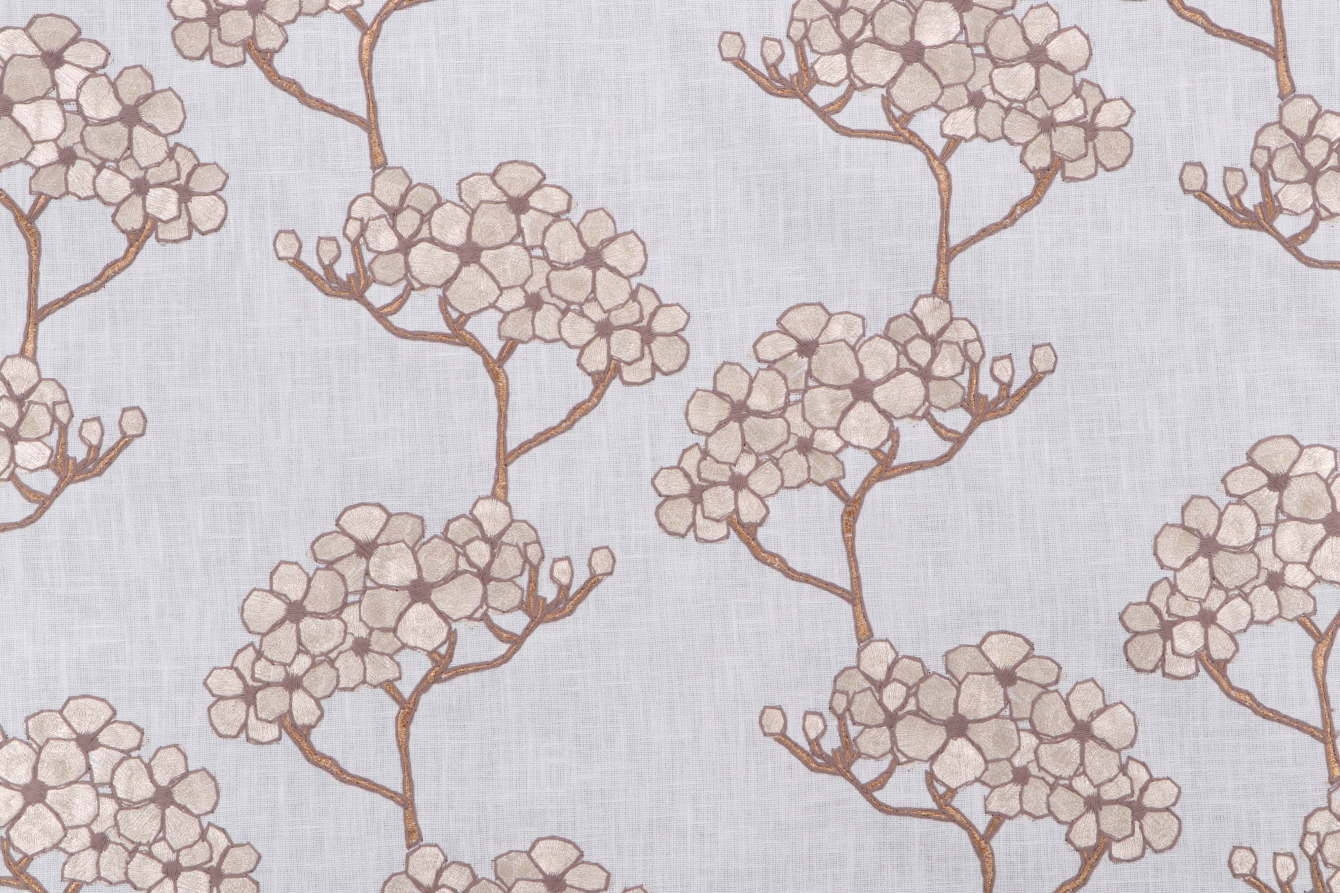 1 Yards Valiant Fabrics Addison Embroidered Drapery Fabric in Cream