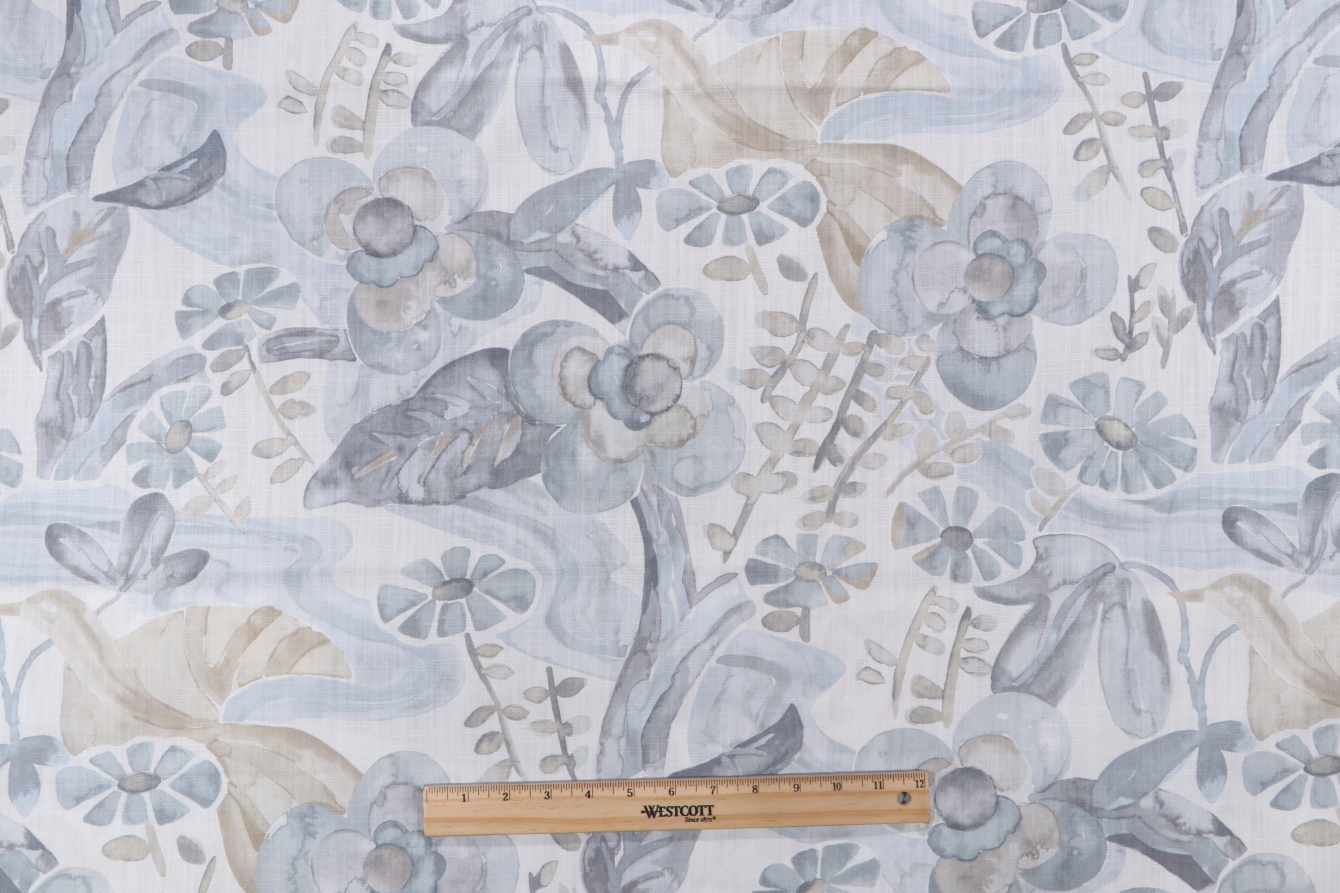 3.13 Yards Barbara Berry Sprite Printed Cotton Drapery Fabric in Cloud ...