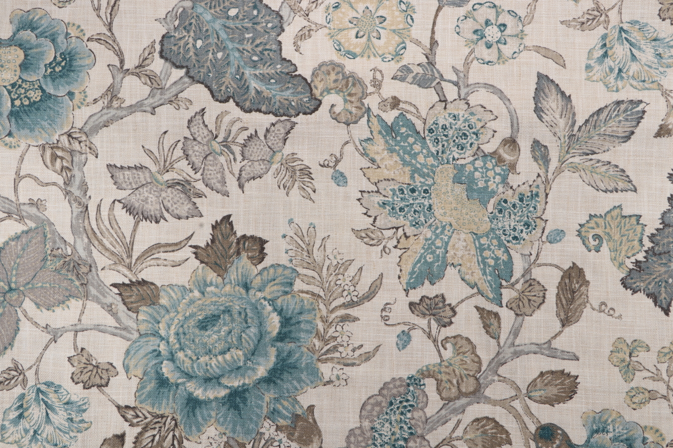 3 Yards P Kaufmann Floral Printed Drapery Fabric in Mineral