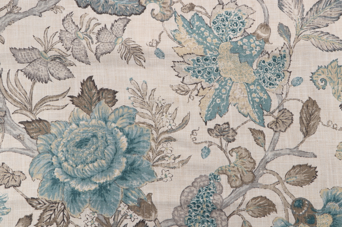 2 Yards P Kaufmann Floral Printed Drapery Fabric in Mineral