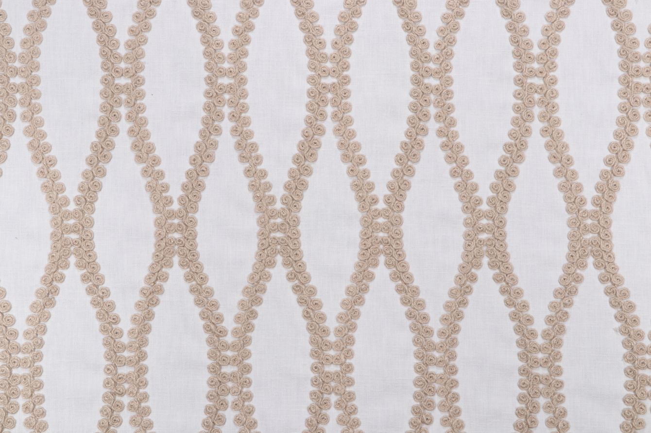 Waverly Blossom Embroidered Drapery Fabric in Twine