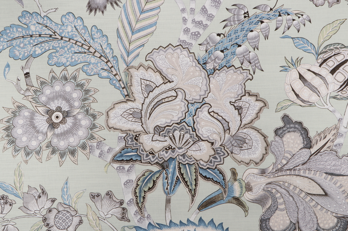 P Kaufmann Mayleen Printed Cotton Drapery Fabric in Mineral