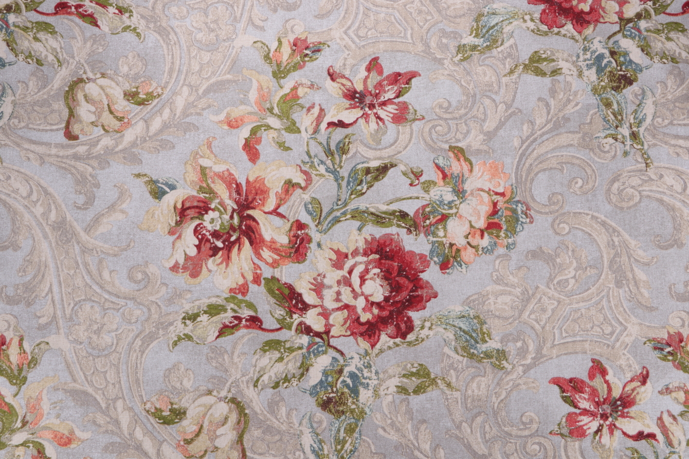 15 Yards Waverly Fresco Flourish Printed Cotton Drapery Fabric in Jewel