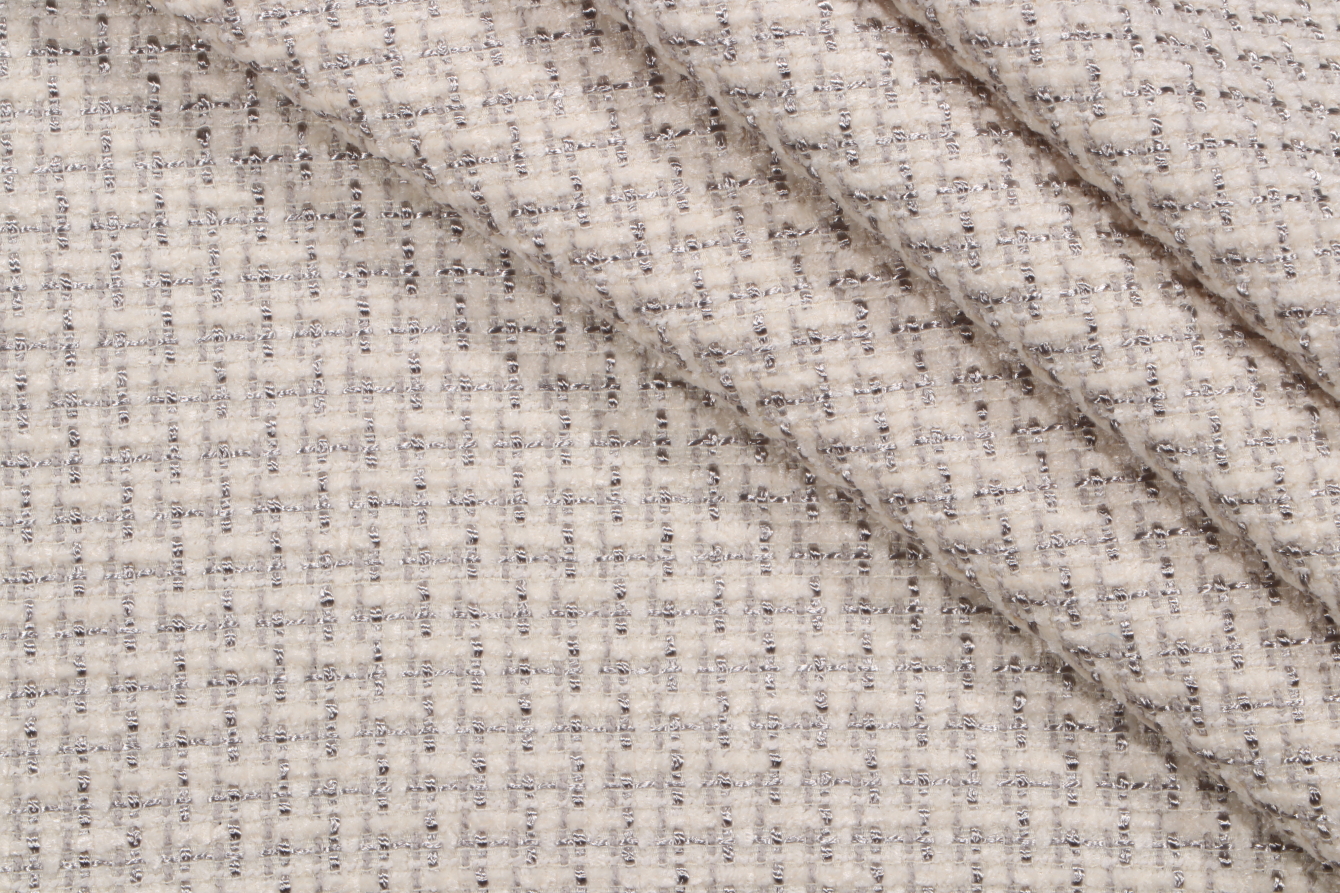 .88 Yards Medina Woven Chenille Upholstery Fabric in Silver