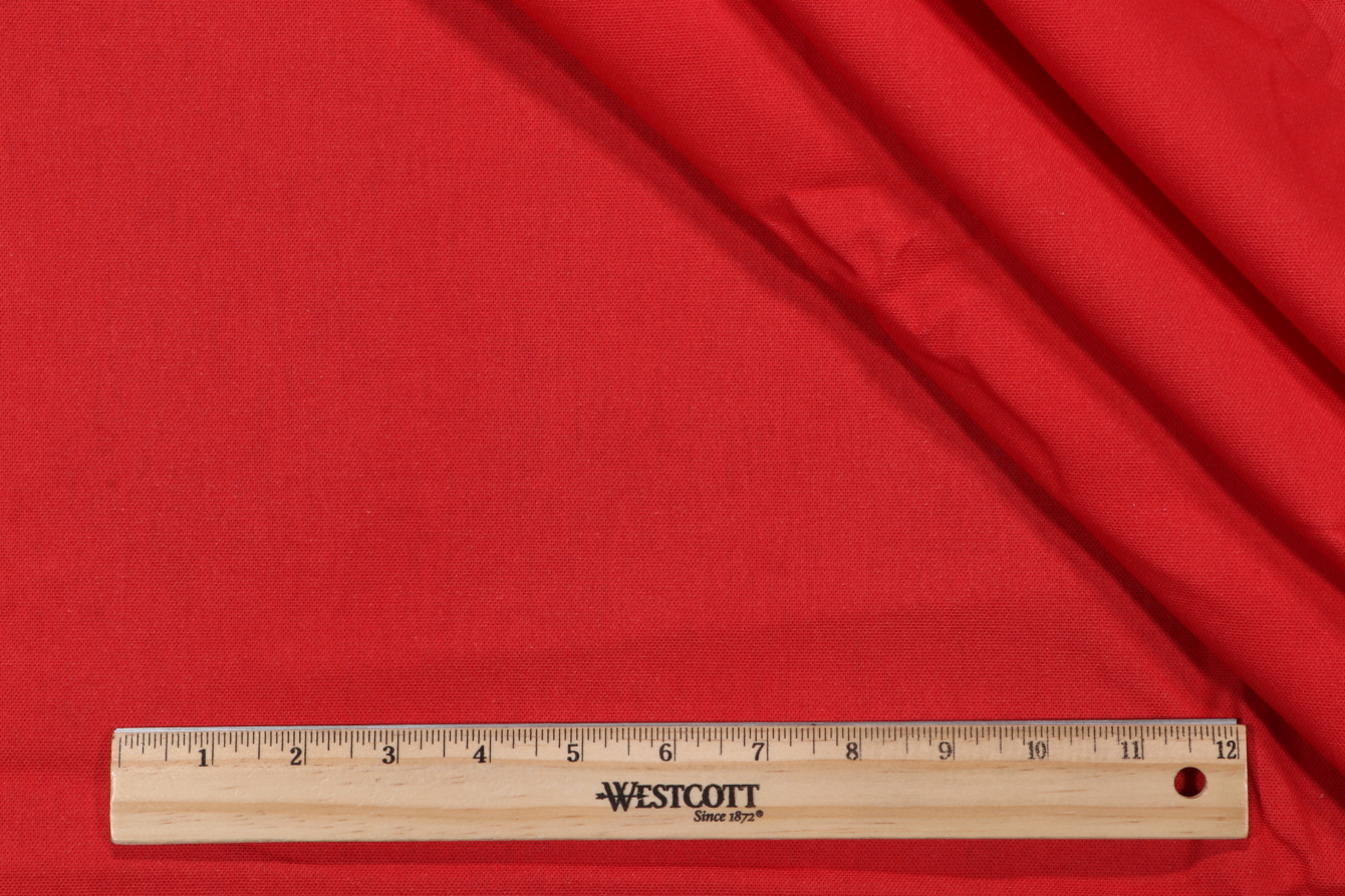 2 Yards Solid Printed Cotton Drapery Fabric in Red