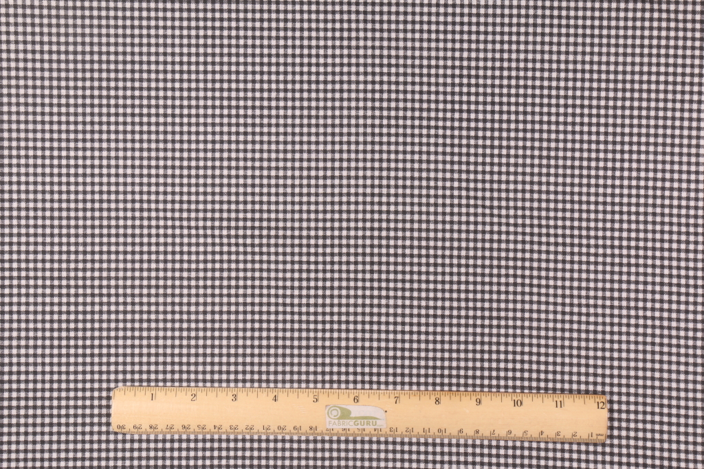 6 Yards Small Check Printed Cotton Drapery Fabric in Black/Beige