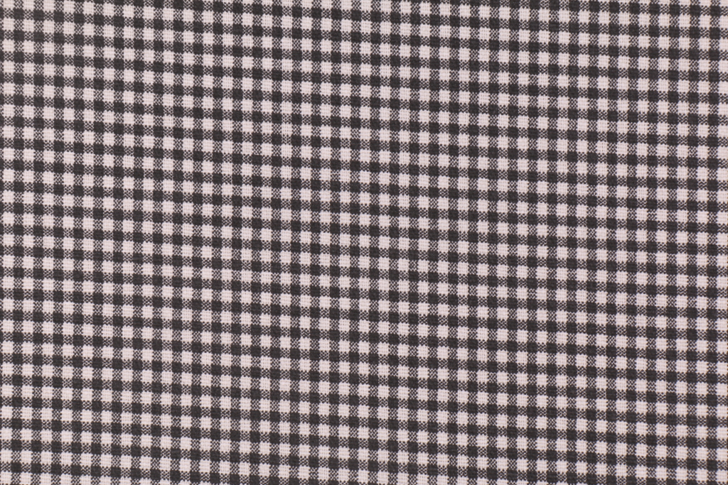 11.3 Yards Small Check Printed Cotton Drapery Fabric in Black/Beige