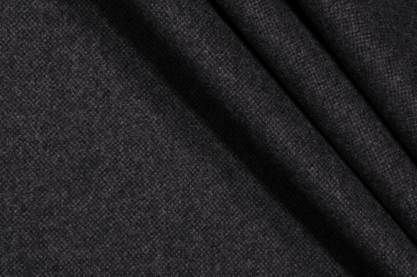 7 Yards Solid Woven Wool Blend Upholstery Fabric in Coal