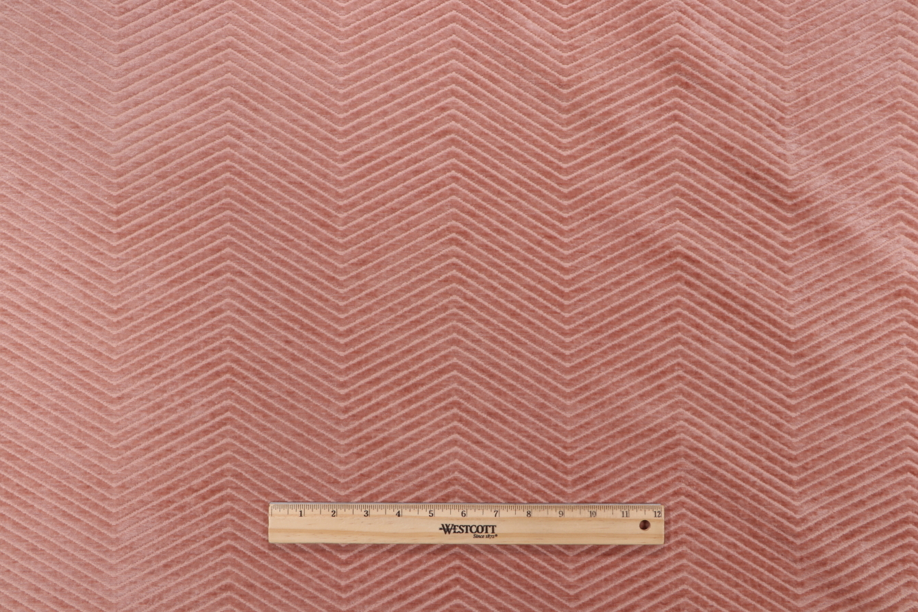 5.5 Yards Chevron Woven Double-Faced Chenille Upholstery Fabric in Blush