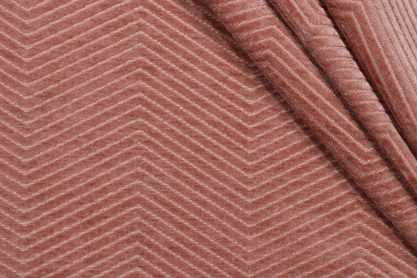 5.5 Yards Chevron Woven Double-Faced Chenille Upholstery Fabric in Blush