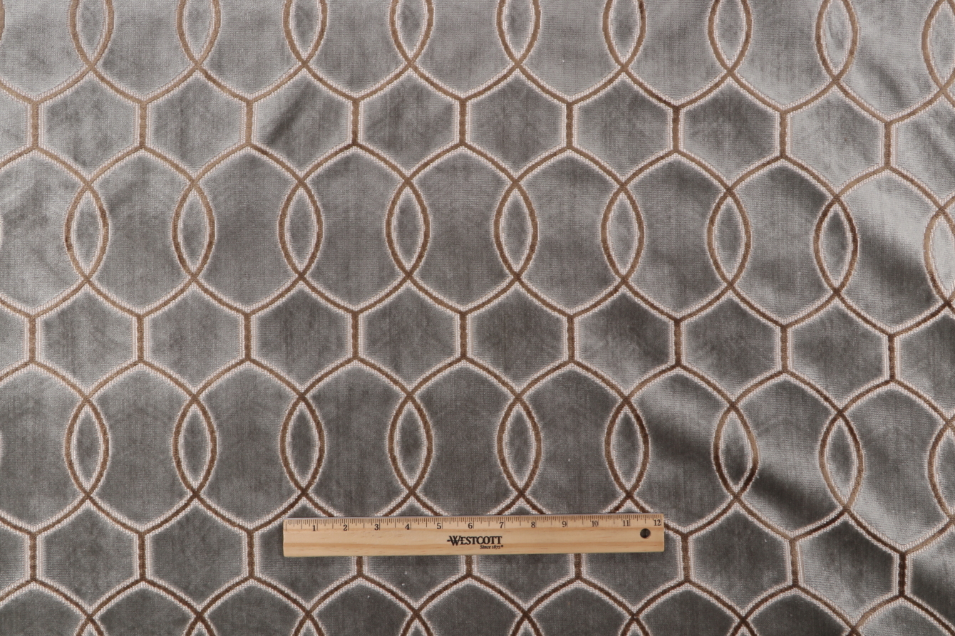 3.38 Yards Baxter Velvet Upholstery Fabric in Steel