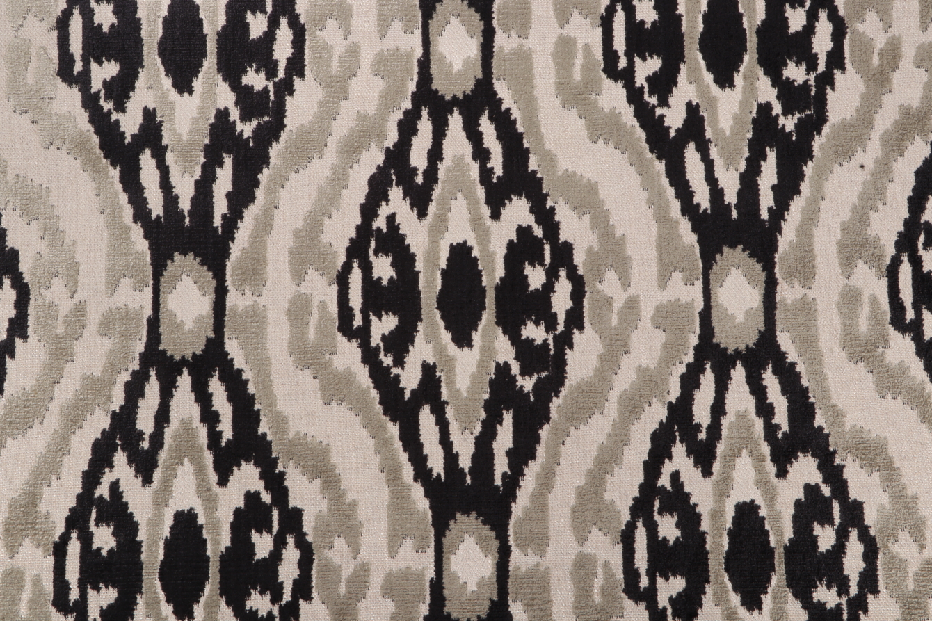 Padilla Ikat Velvet Upholstery Fabric in Raven