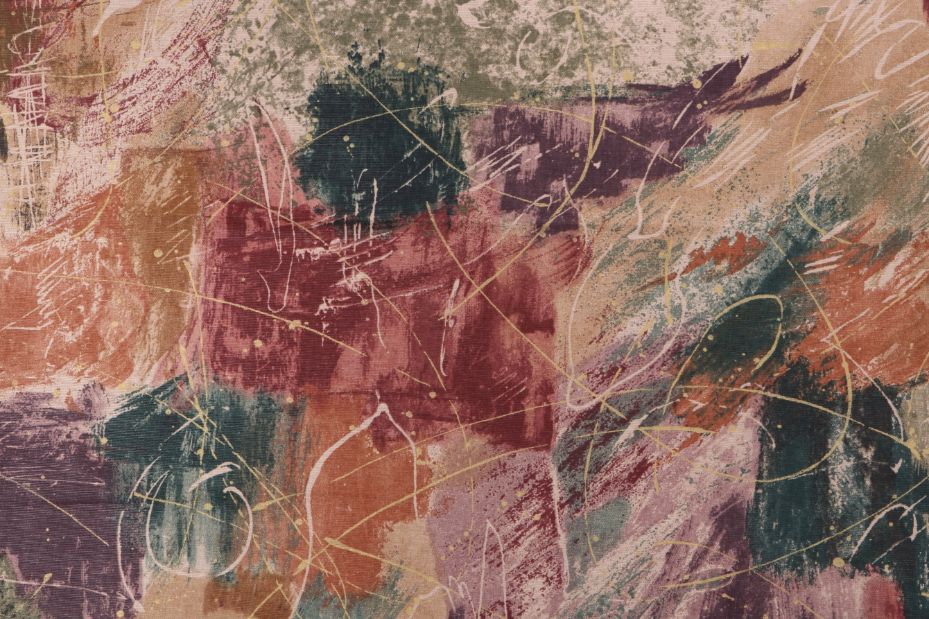 1.13 Yards Robert Allen Craven Printed Cotton Drapery Fabric in Gemstone