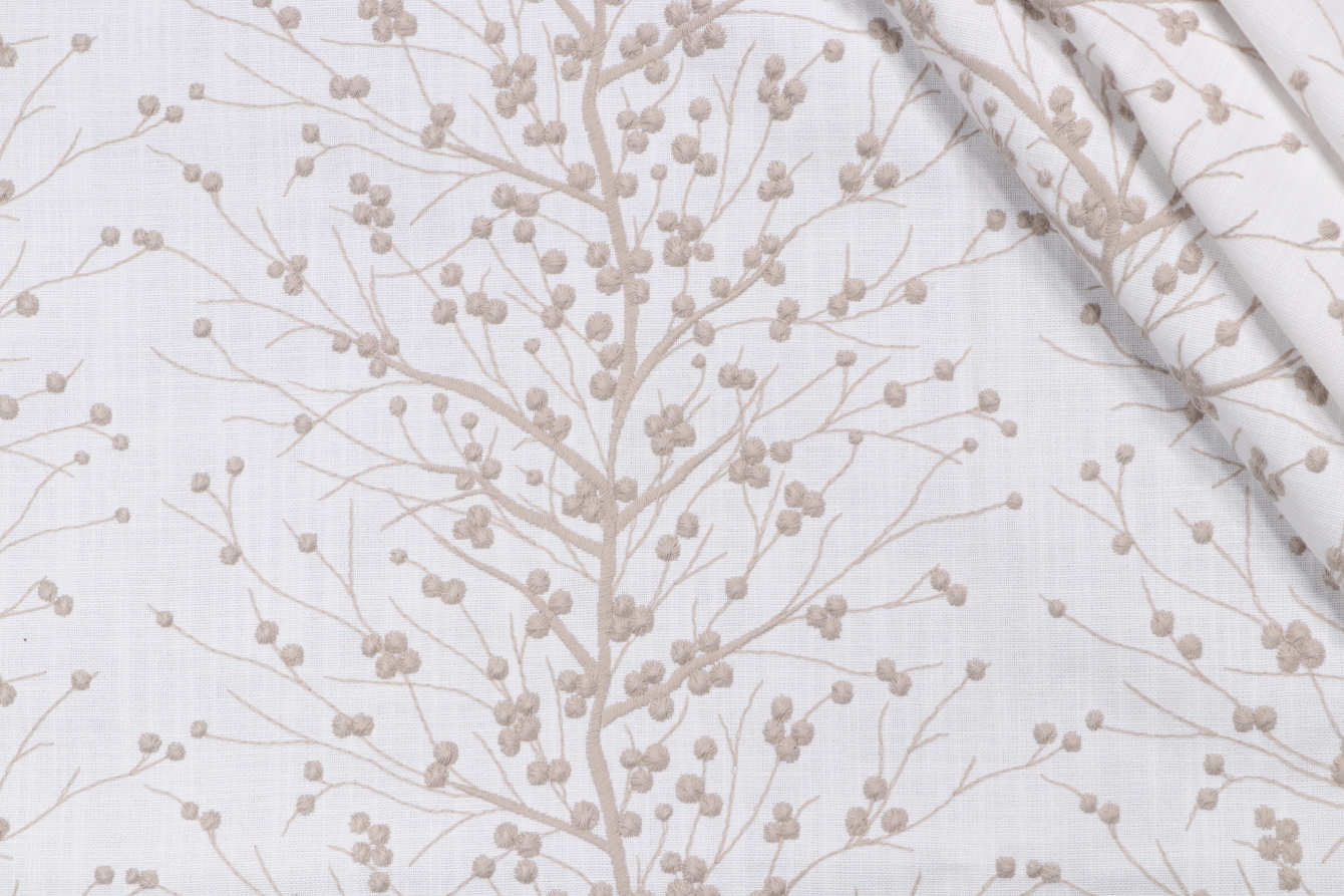 1 Yard Spruce Embroidered Drapery Fabric in Dusk