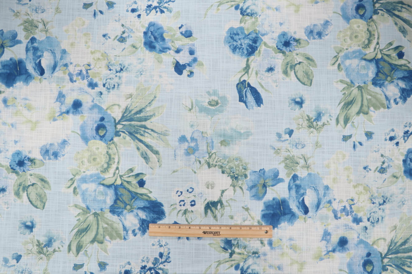 PK Lifestyles Midsummer Day Printed Cotton Drapery Fabric in Sky