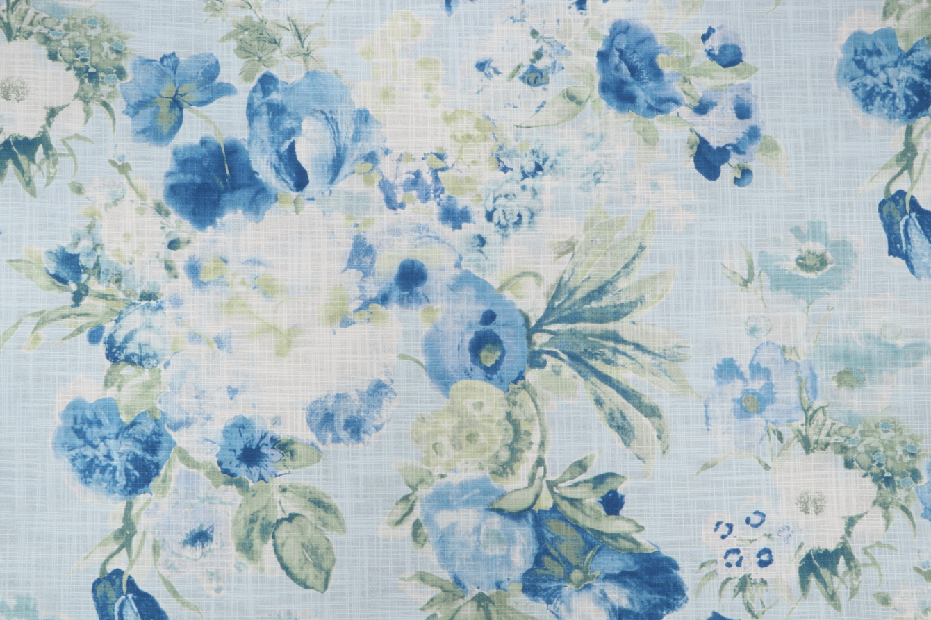 PK Lifestyles Midsummer Day Printed Cotton Drapery Fabric in Sky