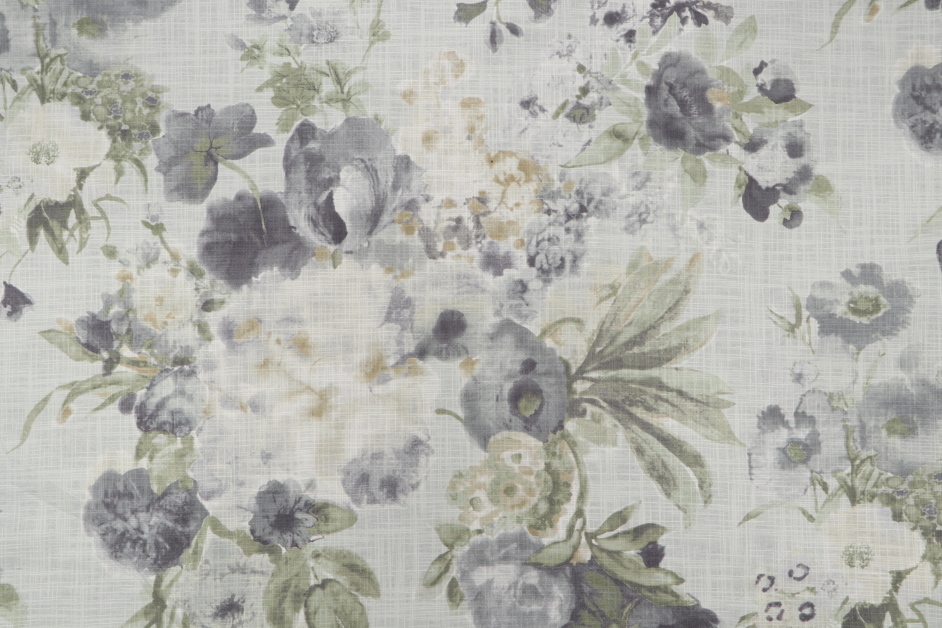 PK Lifestyles Midsummer Day Printed Cotton Drapery Fabric in Vapor