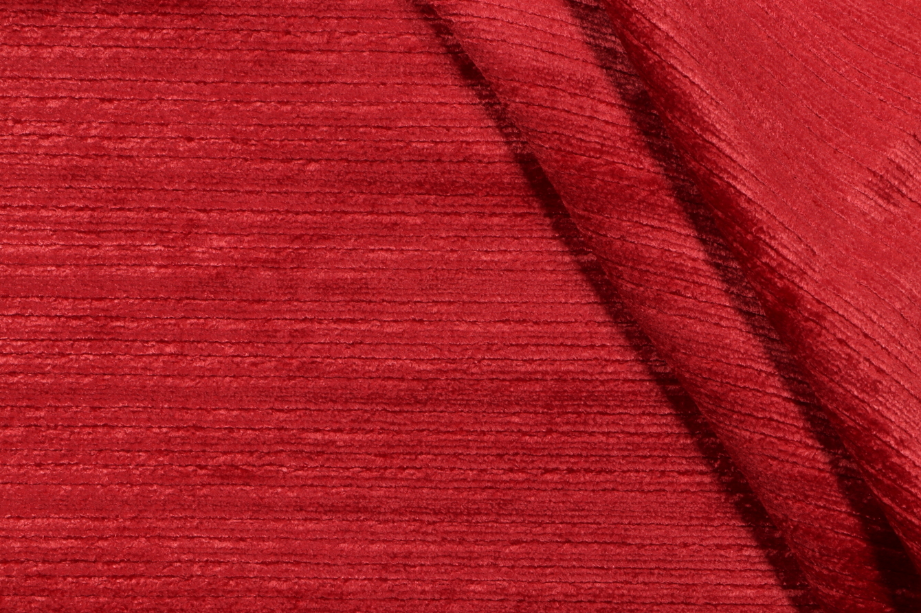 1 Yard Scalamandre Strie Velvet Upholstery Fabric in Cherry