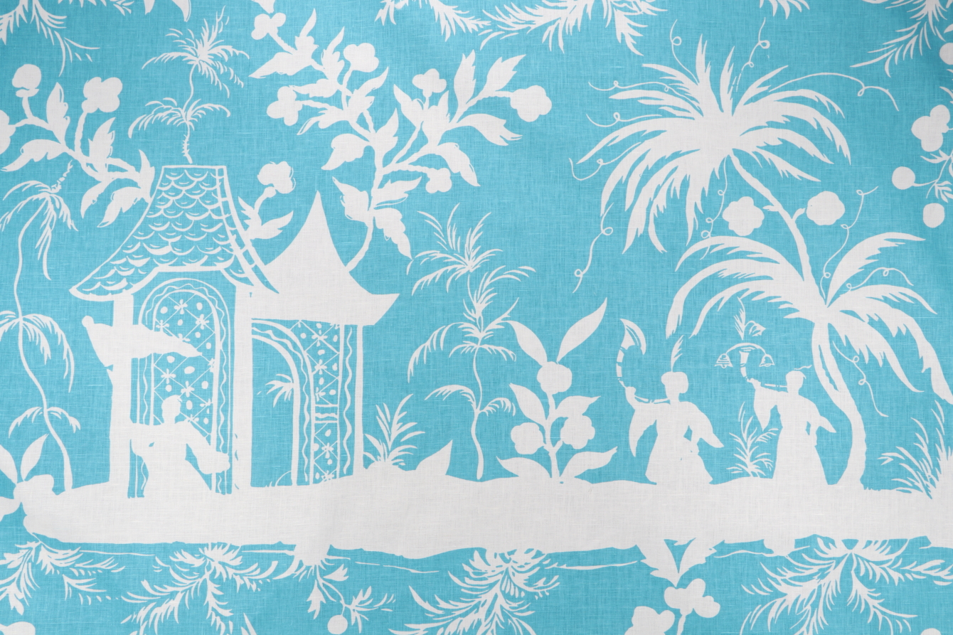 7.75 Yards China Seas Lyford Printed Linen Drapery Fabric for Quadrille