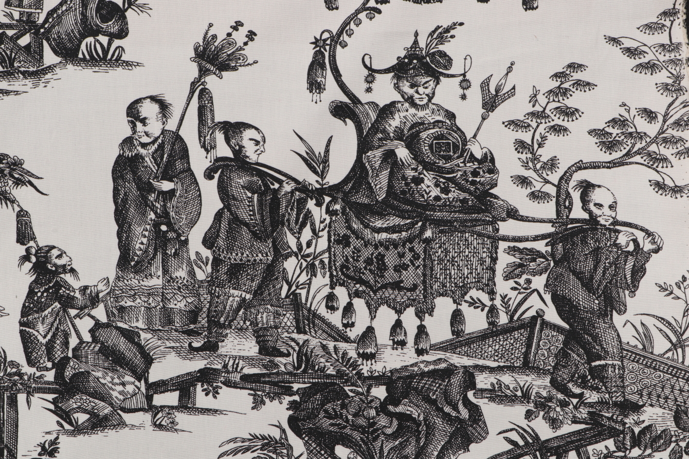 4.63 Yards Scalamandre Toile Printed Cotton Drapery Fabric in Noir