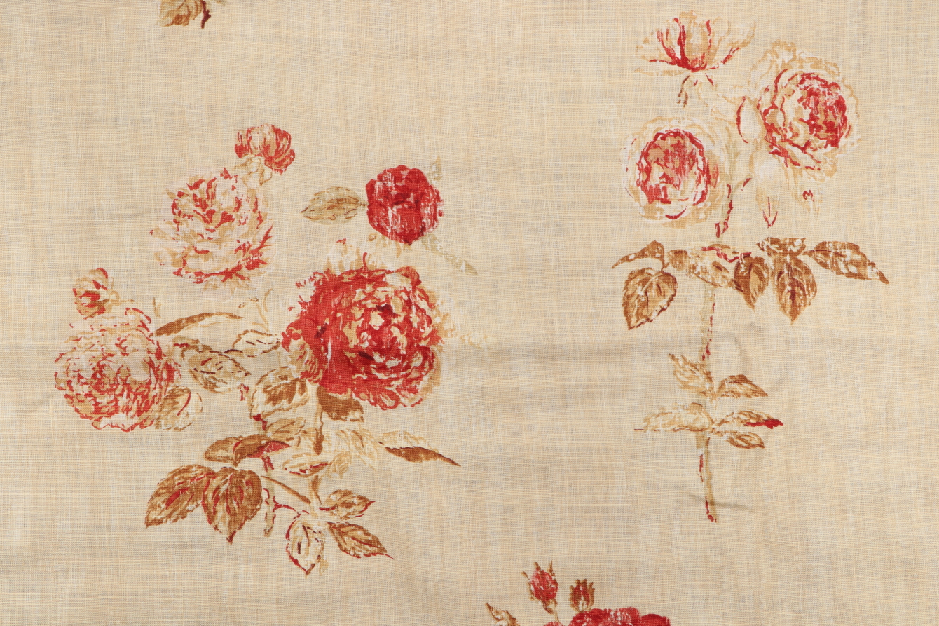 2.75 Yards Robert Allen Helena Roses Printed Linen Drapery Fabric in ...
