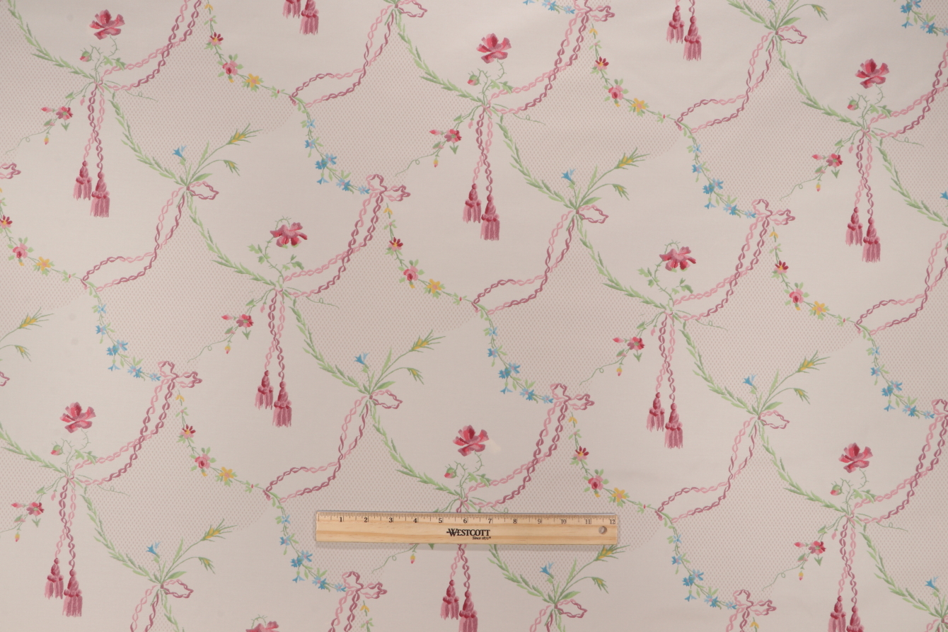 6.13 Yards Scalamandre Printed Silk Drapery Fabric in Pink/Multi