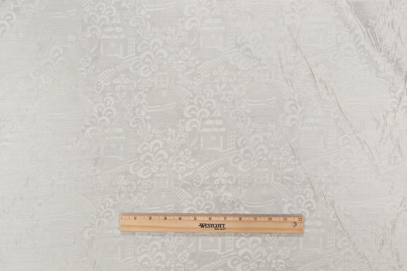 11 Yards Scalamandre Toile Woven Semi-Sheer Silk Drapery Fabric in Cream