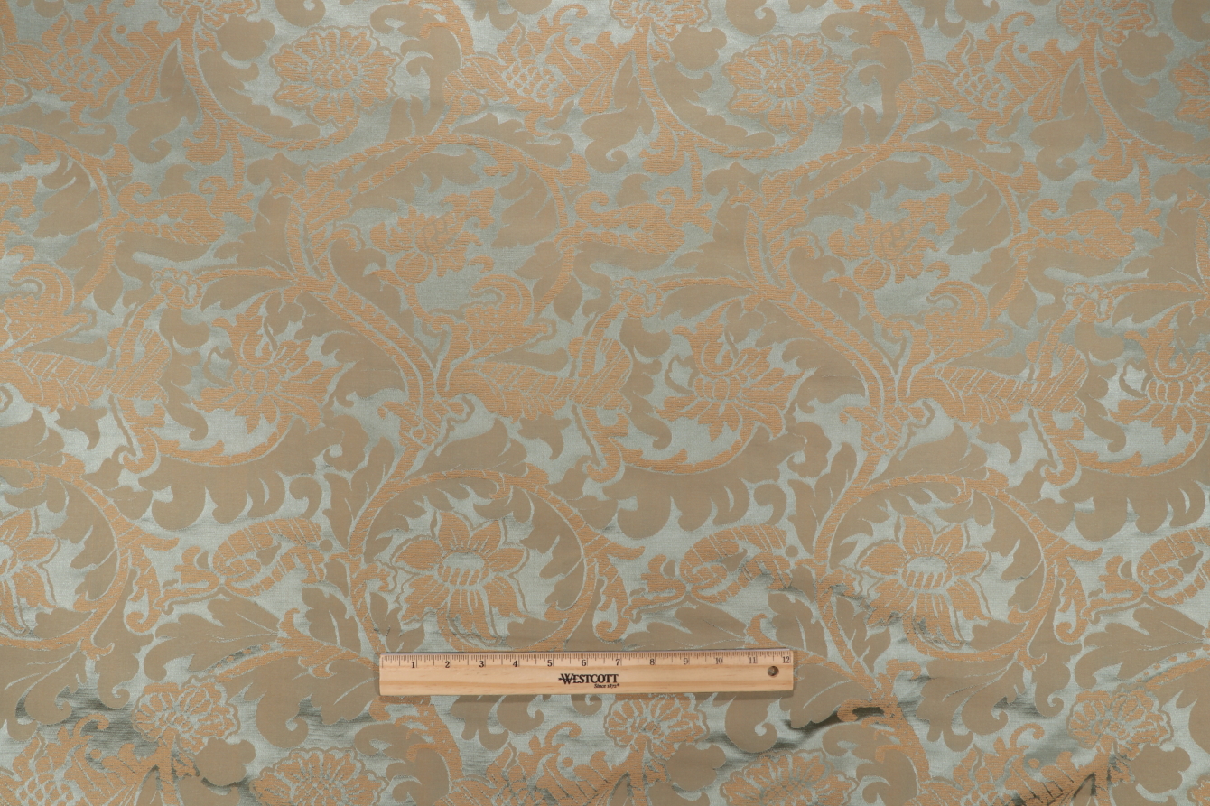 6.38 Yards Scalamandre Corinthus Damask Upholstery Fabric in Sky Gold