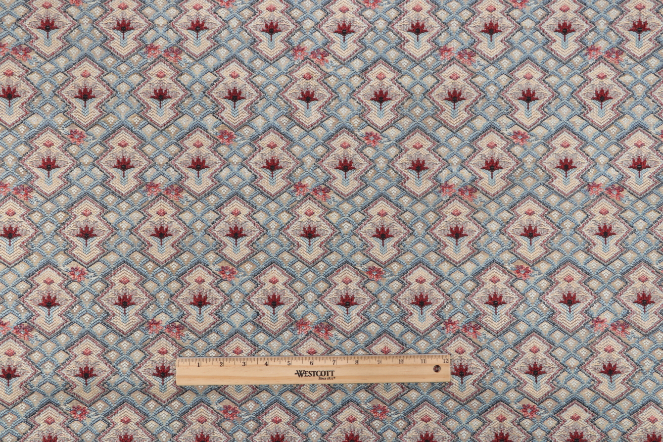2.5 Yards Scalamandre Tapestry Upholstery Fabric in Sky Blue/Multi