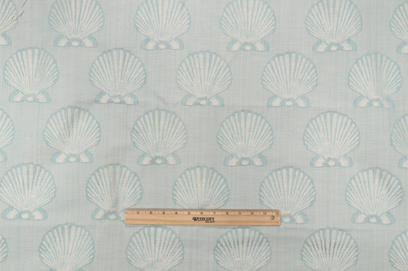 1.38 Yards Scalamandre Seashell Woven Upholstery Fabric in Seaglass