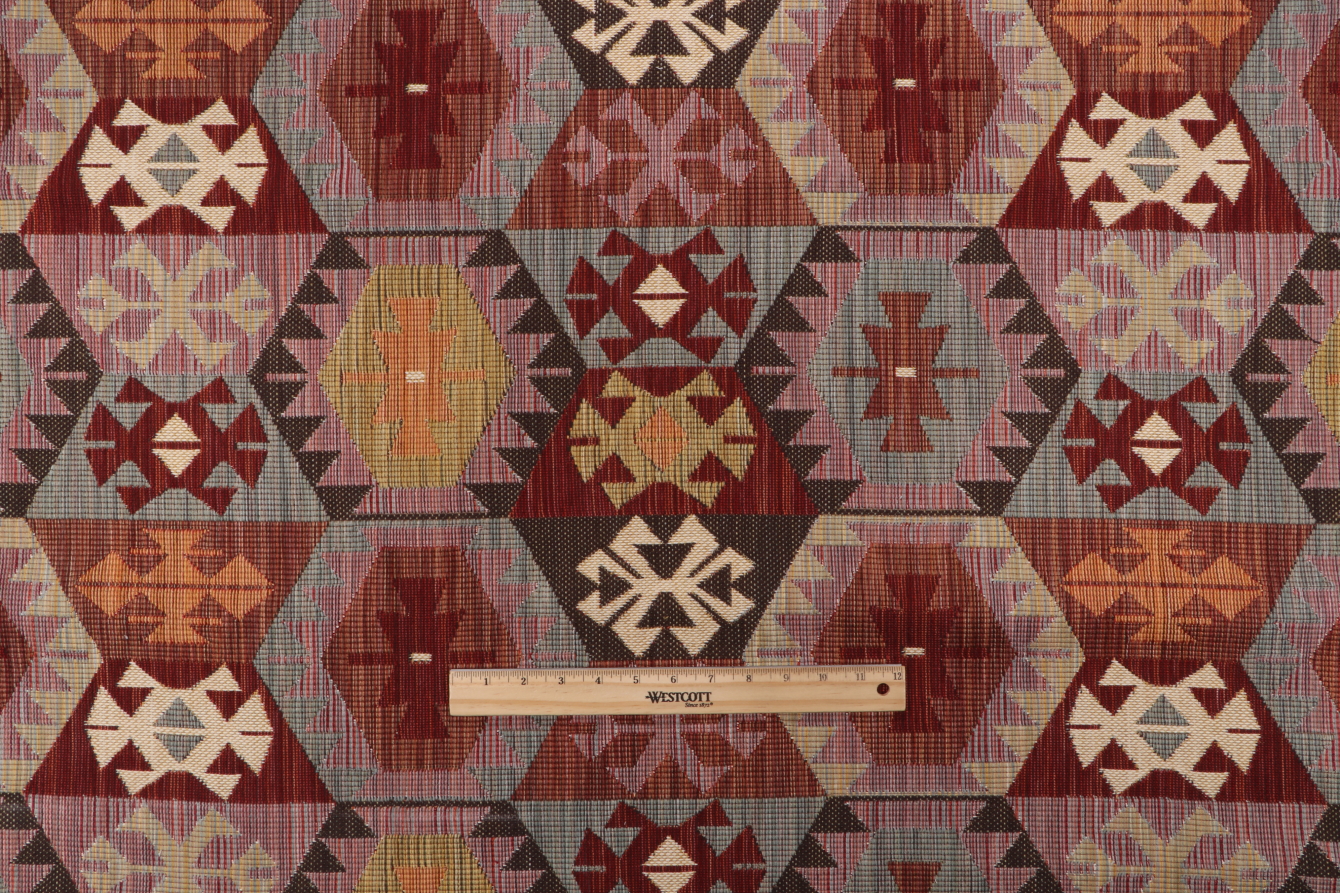 1.13 Yards Trinity Tapestry Upholstery Fabric in Burgundy