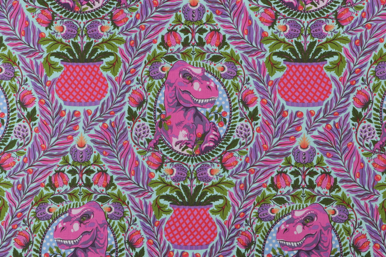Tula Pink ROAR! Collection Tree Rex Printed Cotton Craft Fabric in Mist ...