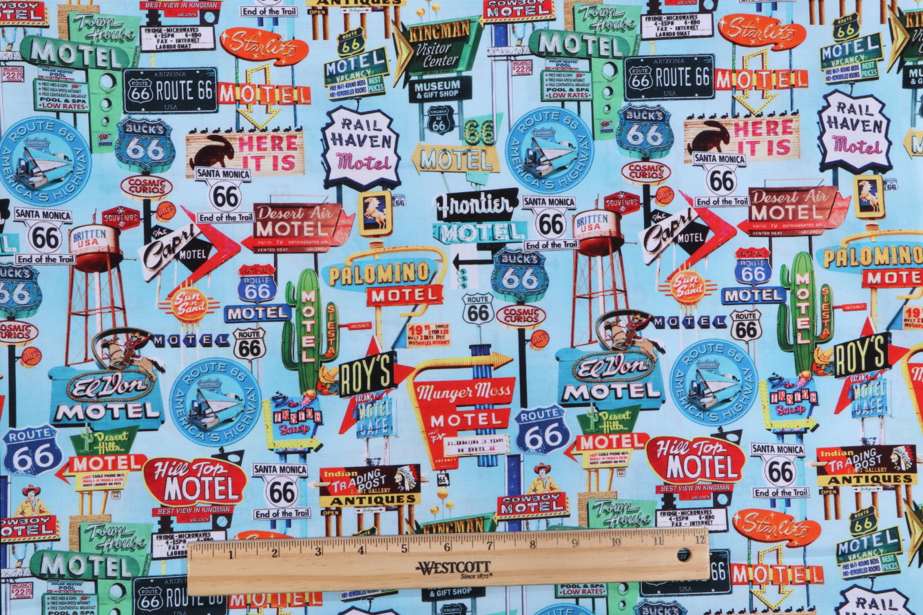 Sample of Michael Searle Fabrics of SoHo Route 66 - Route 66 Road Signs ...