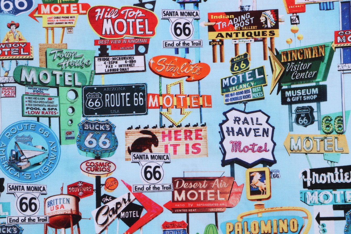 Michael Searle Fabrics of SoHo Route 66 - Route 66 Road Signs Printed ...