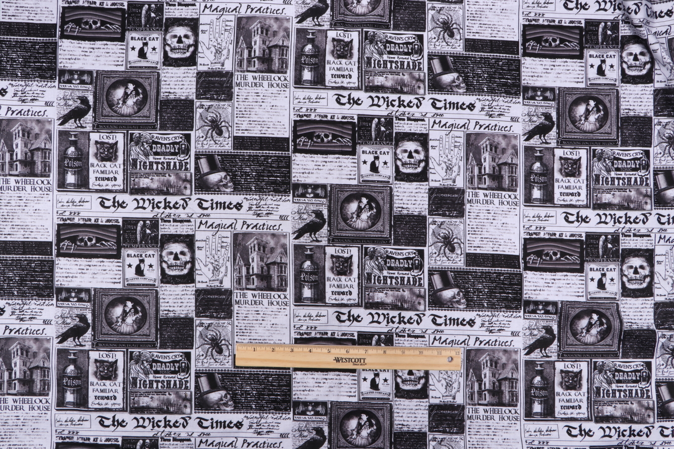 Fabrics of SoHo Wicked - Wicked Time Newspaper Printed Cotton Craft ...