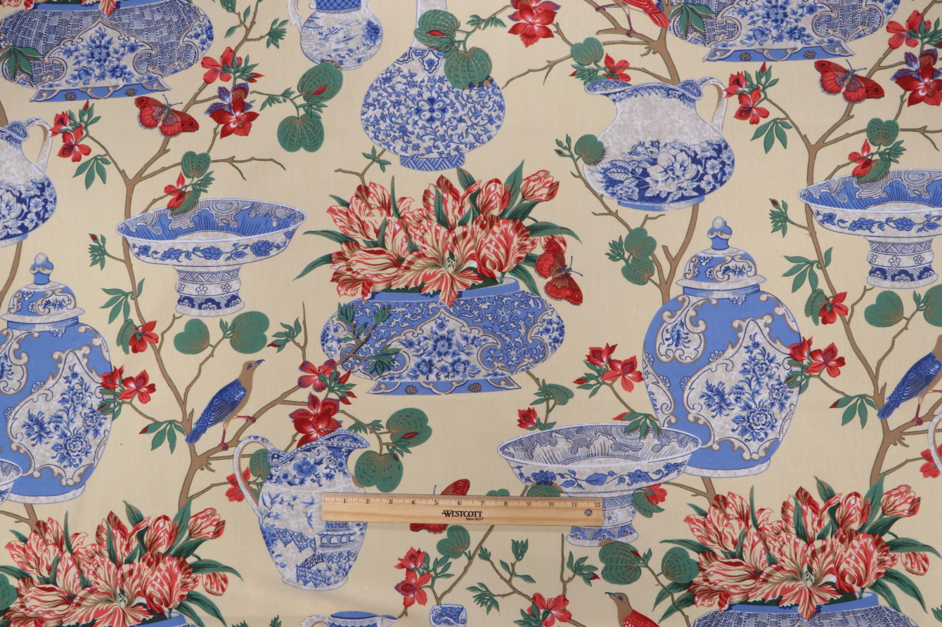 1.38 Yards Scalamandre Butterfly Trevira Printed Linen Drapery Fabric