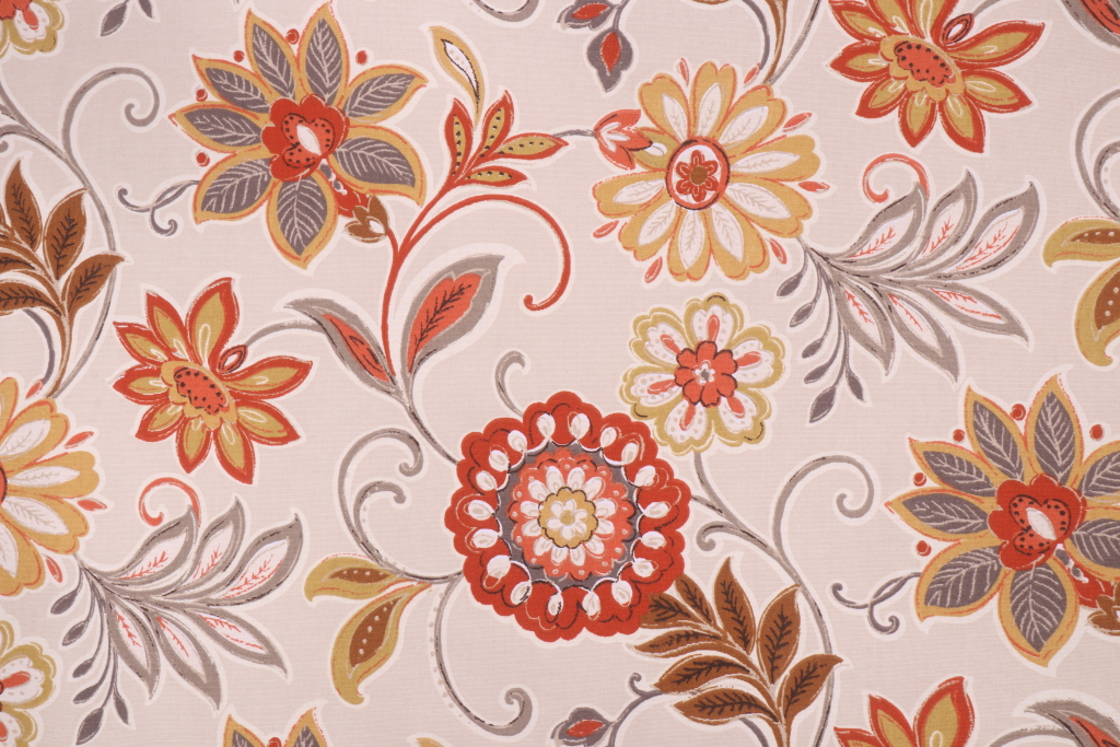 2.25 Yards Richloom Autry Printed Cotton Drapery Fabric in Spice