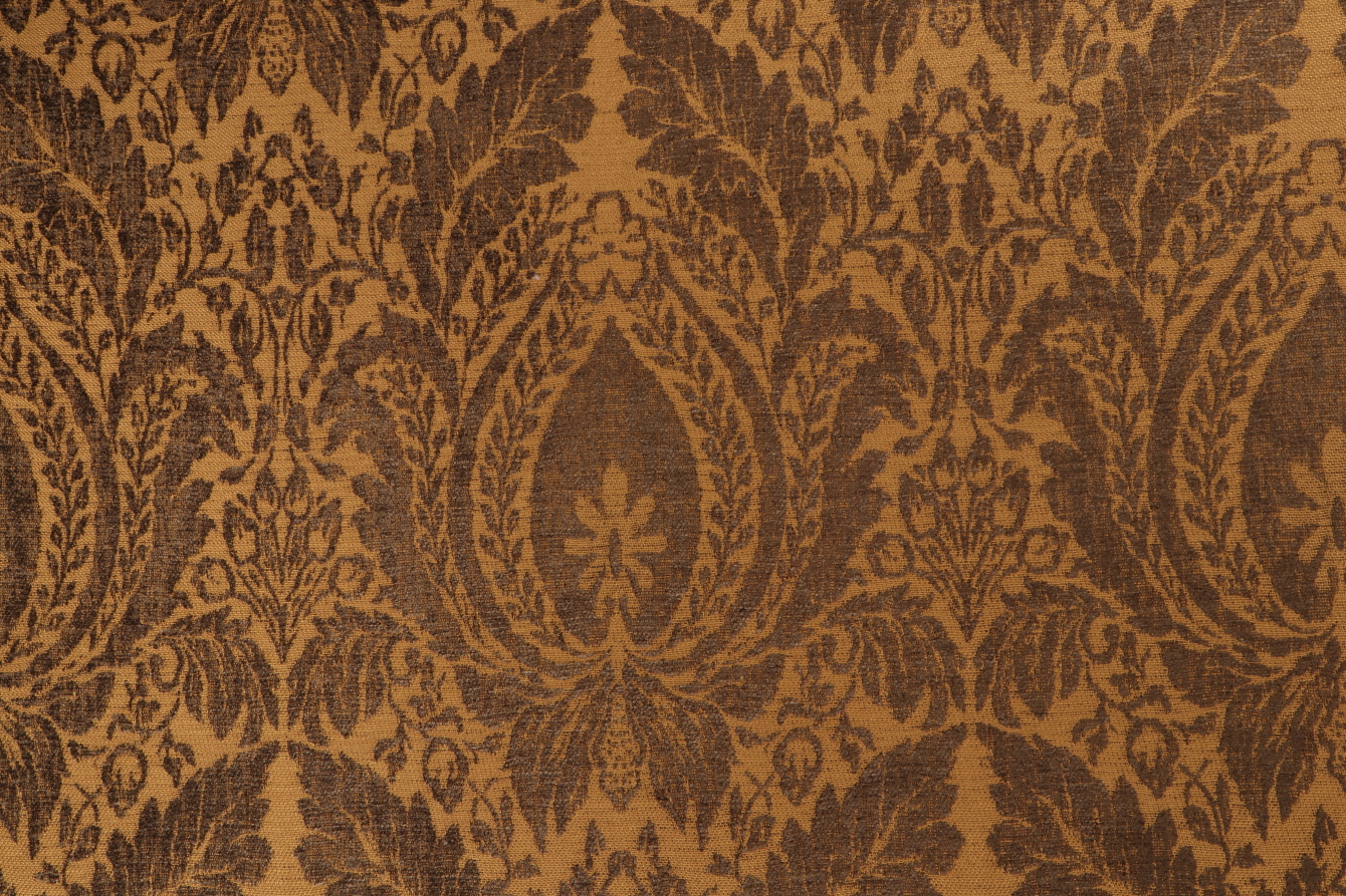 10 Yards Scalamandre Chenille Damask Upholstery Fabric in Gold/Olive