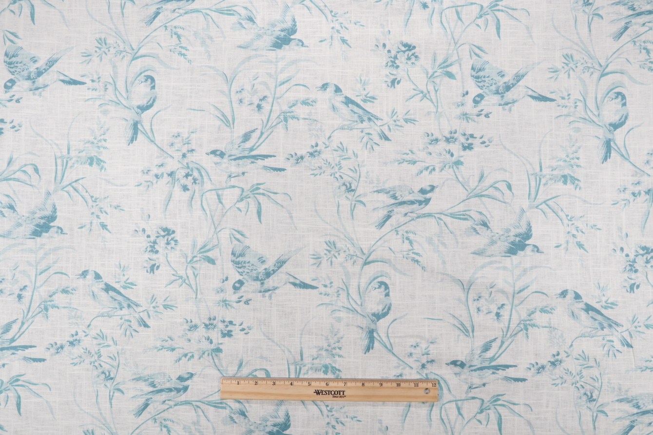 1 Yards French General Aviary Toile Printed Linen Blend Drapery Fabric ...