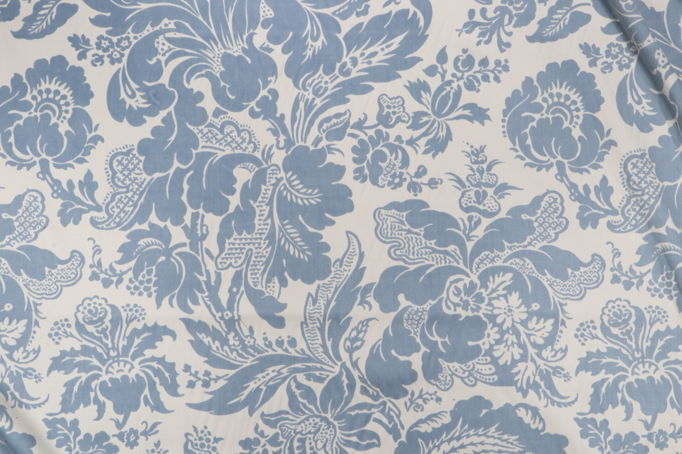 1 Yards Scalamandre Floral Printed Drapery Fabric in Blue