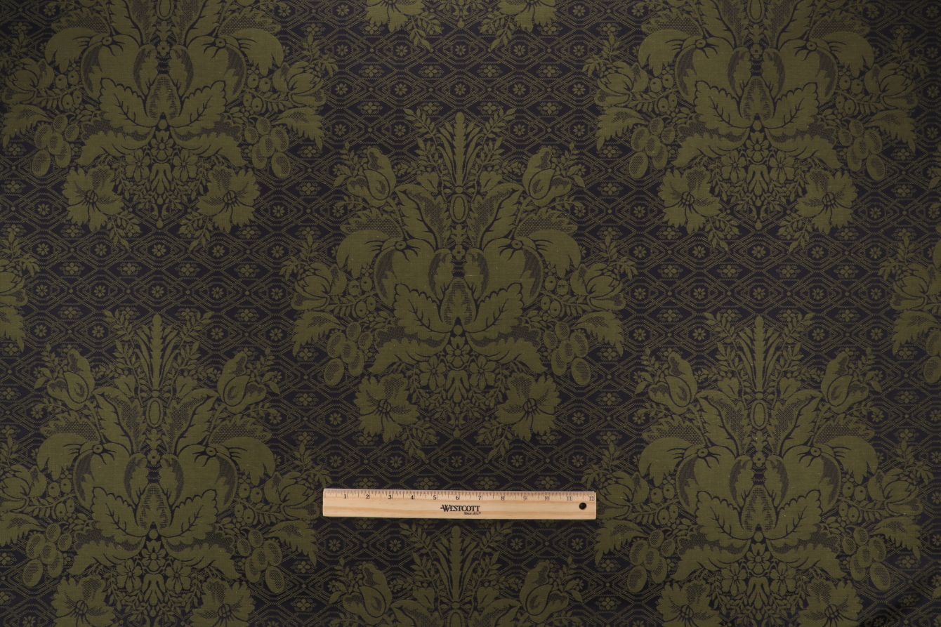 11 Yards Scalamandre Regencia Damask Upholstery Fabric in Green on Black