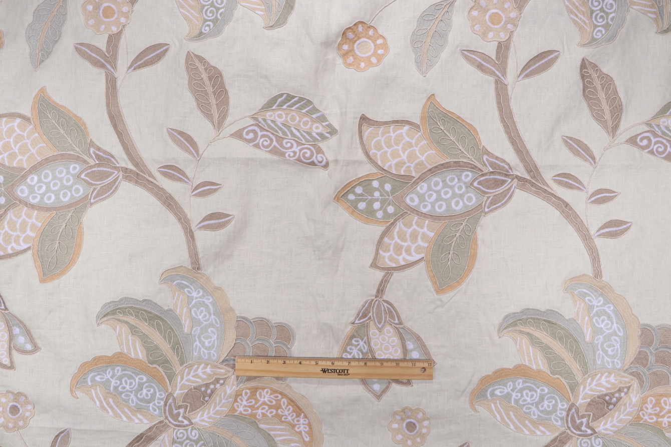 Scalamandre Happy Embroidered Drapery Fabric in Natural
