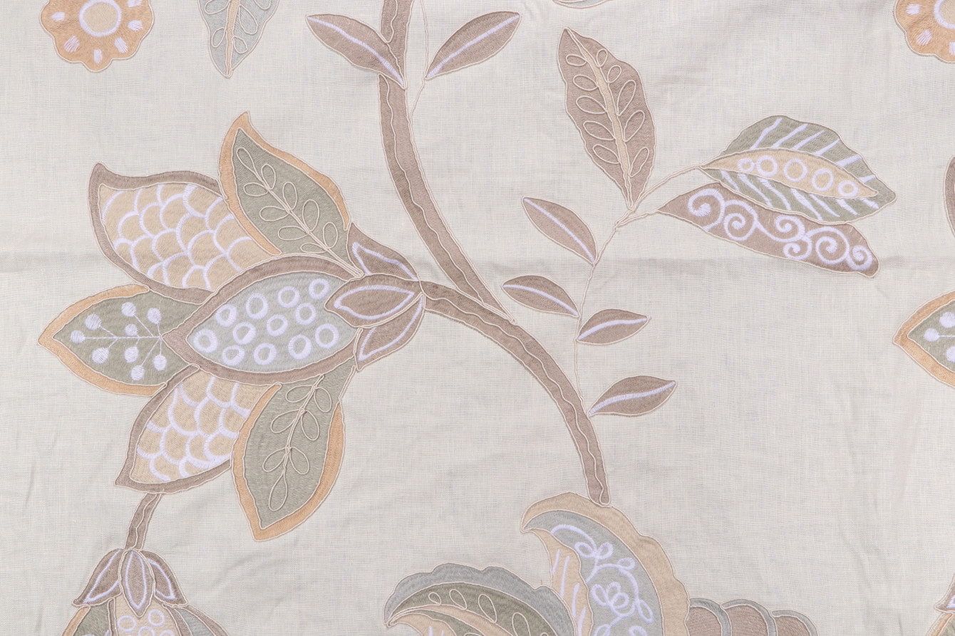 Scalamandre Happy Embroidered Drapery Fabric in Natural