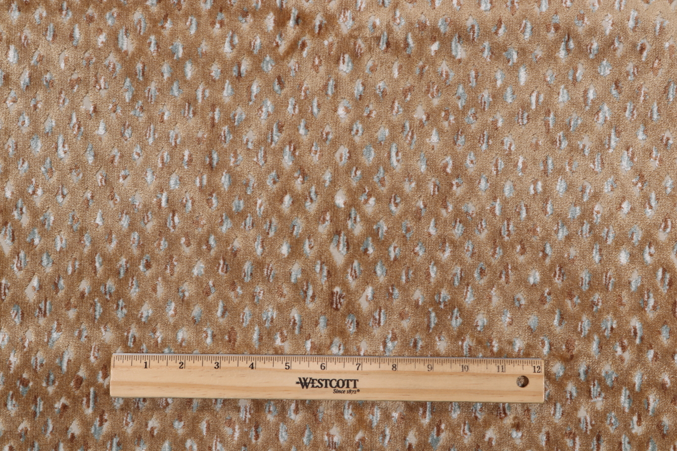 Hamilton Honeycomb Grospoint Velvet Upholstery Fabric in Camel