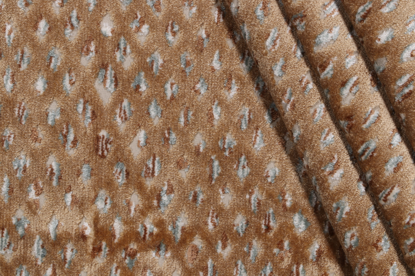 Hamilton Honeycomb Grospoint Velvet Upholstery Fabric in Camel