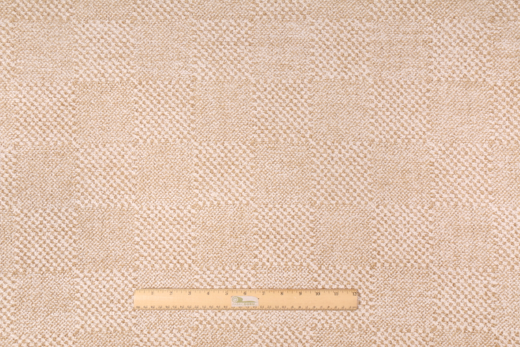 6 Yards Beacon Hill Checker Block Chenille Upholstery Fabric in Champagne