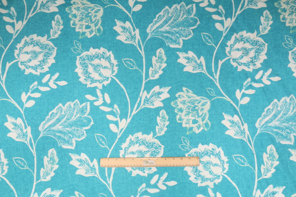 Hamilton Marguerite Printed Cotton Drapery Fabric in Capris