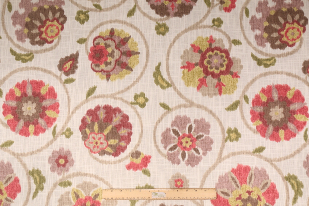 Kaufmann Pamir Printed Linen Blend Drapery Fabric in Citrus