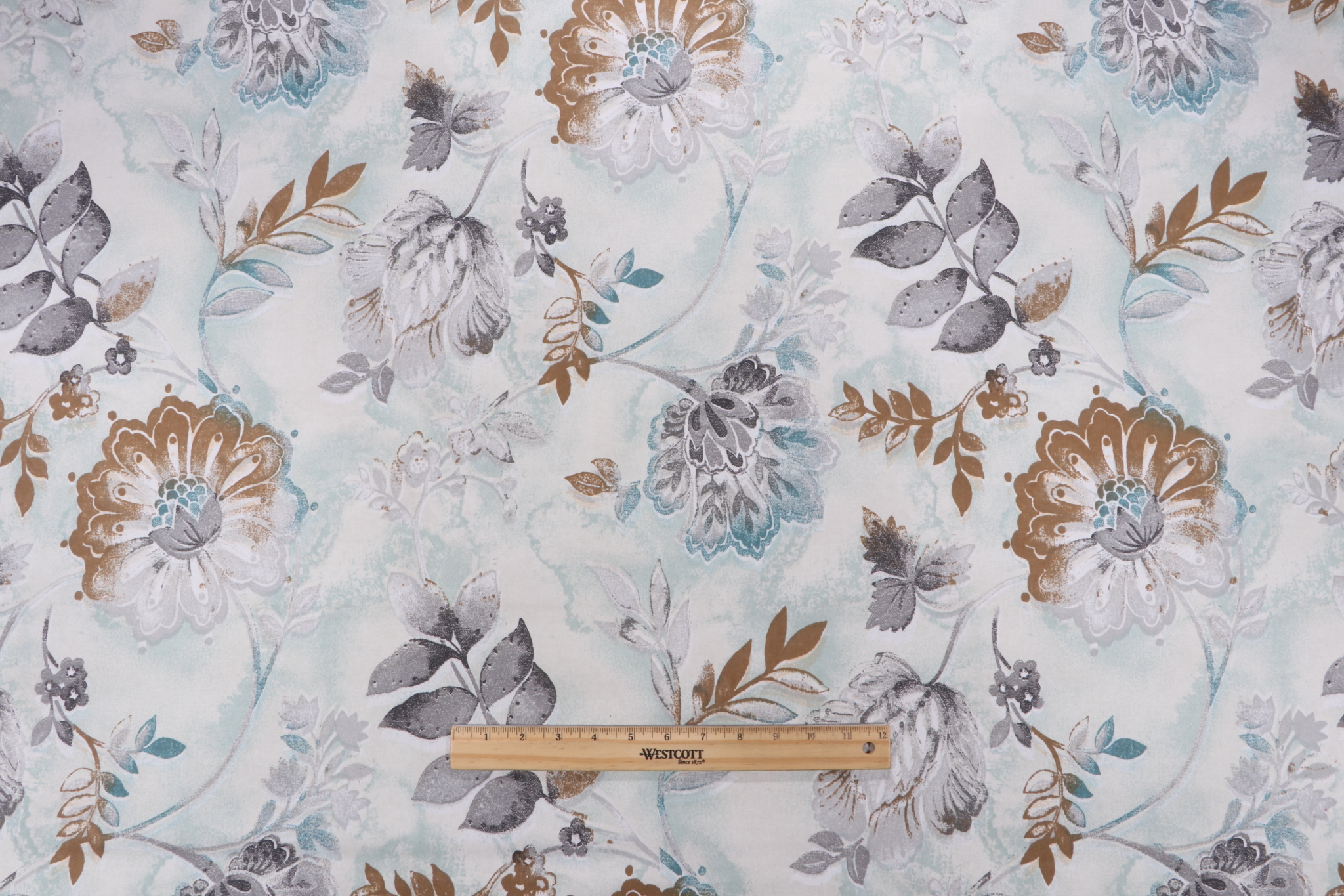 Kelly Ripa Home Light-Hearted Printed Cotton Drapery Fabric in Spa