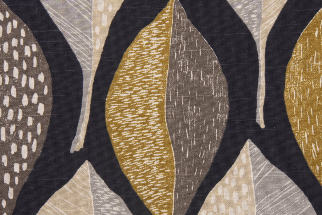 Robert Allen Woodblock Leaf Printed Cotton Drapery Fabric in Indigo